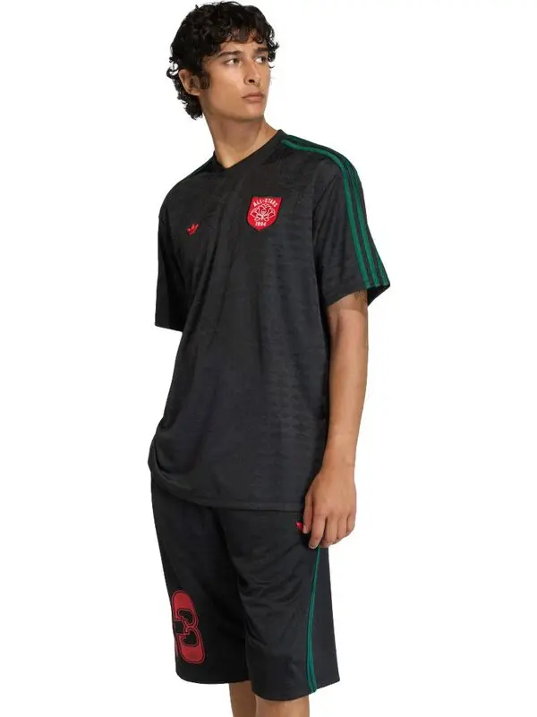 Adidas Jersey Roses V-neck Shirt - Black / Collegiate Green