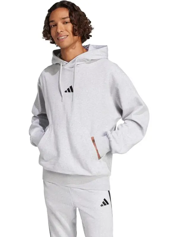 Adidas Fleece Hoodie - Light Grey Heather / Black
