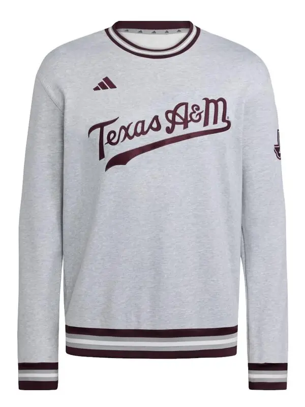 Adidas Texas A&m Ribbed Crewneck Sweatshirt - Medium Grey Heather