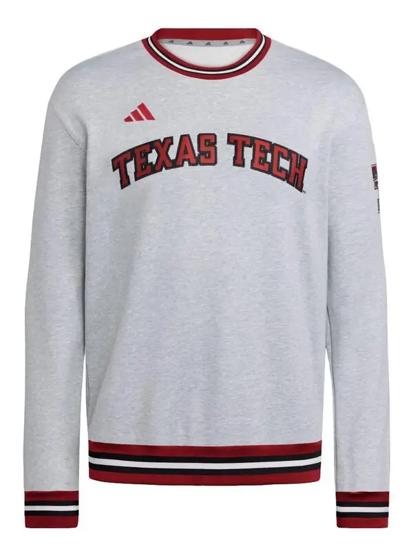 Adidas Ribbed Crew Sweatshirt With University Graphic - Light Grey Heather