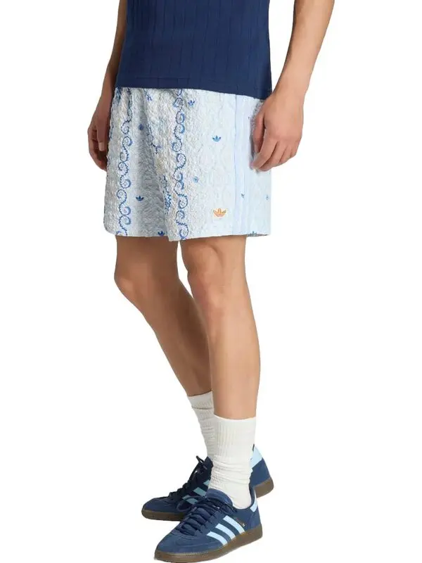 Adidas Originals Printed Seersucker Shorts - Blue