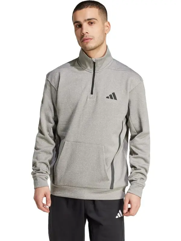 Adidas Game & Go Team Issue Quarter-zip Top - Medium Grey Heather