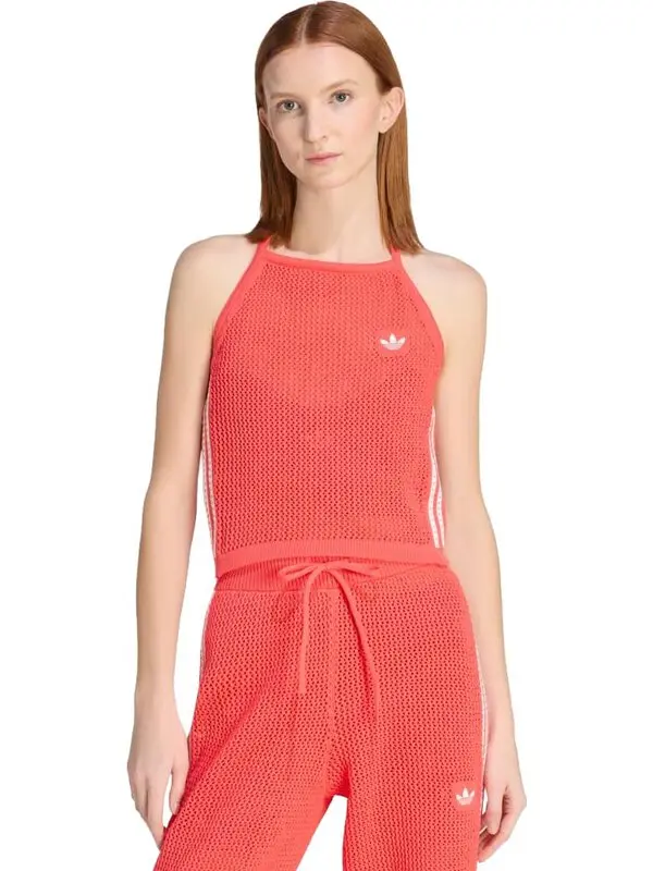 Adidas Knitted Crochet Halter Top - Semi Lucid Red