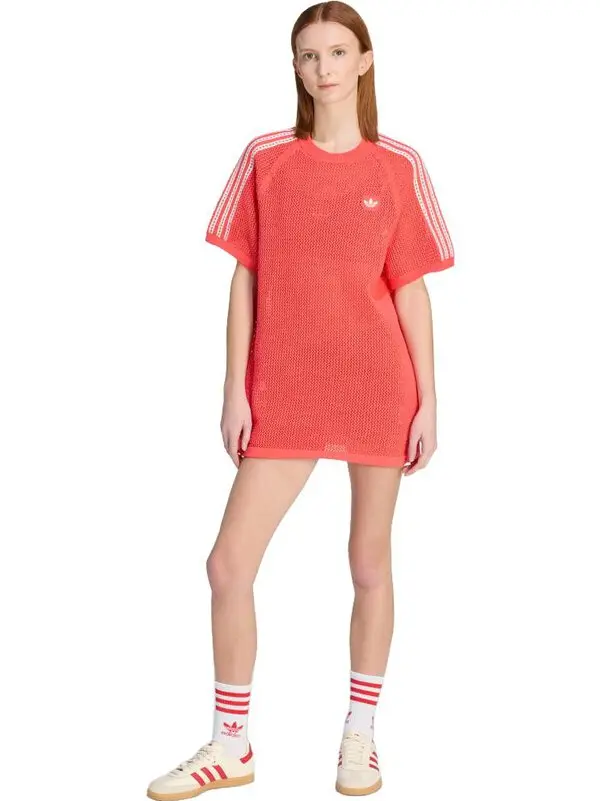 Adidas Knitted Crochet Dress - Semi Lucid Red