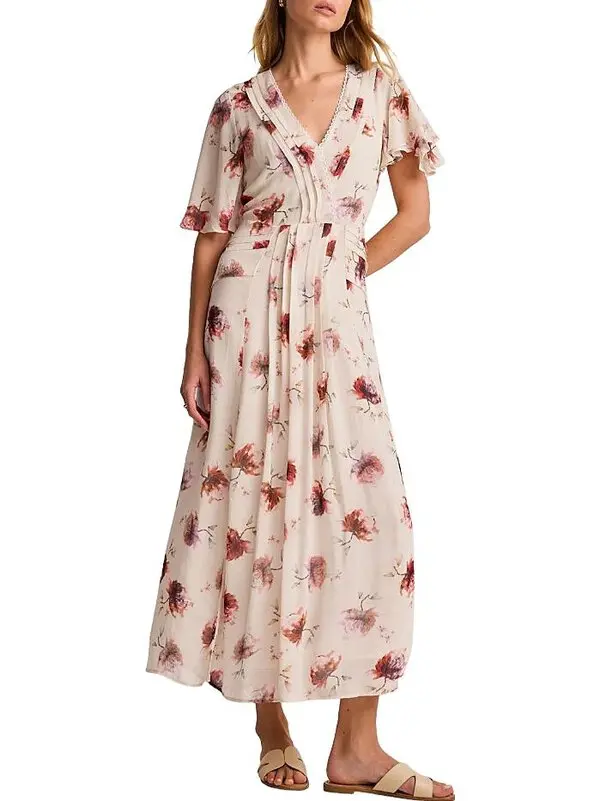 Mint Velvet Floral Print Button-front Midi Dress - Cream