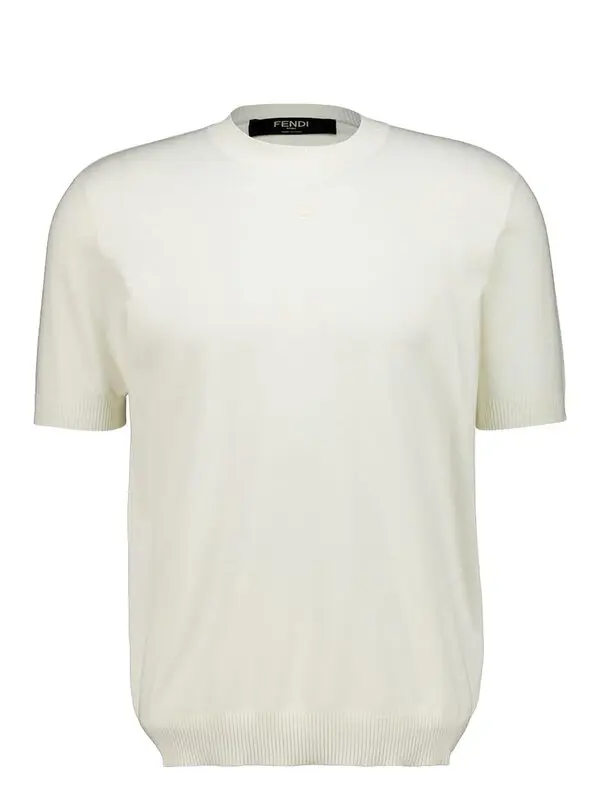 Fendi Short-sleeve Cotton And Cashmere Jumper - White