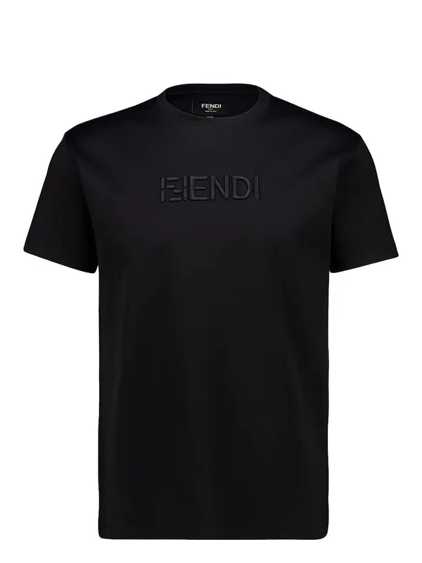 Fendi Cotton Ff Selleria Logo T-shirt - Black