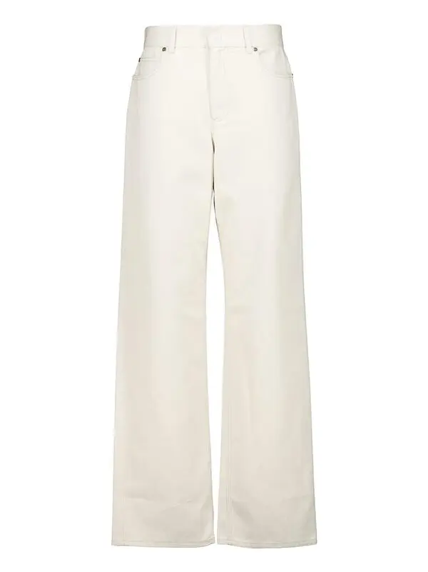 Fendi Wide-leg Denim Jeans With Ff Detail - Beige