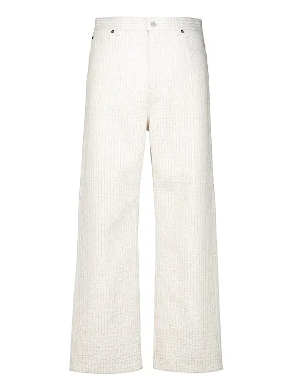 Fendi Straight Cut Denim Jeans With Beige Topstitching - White