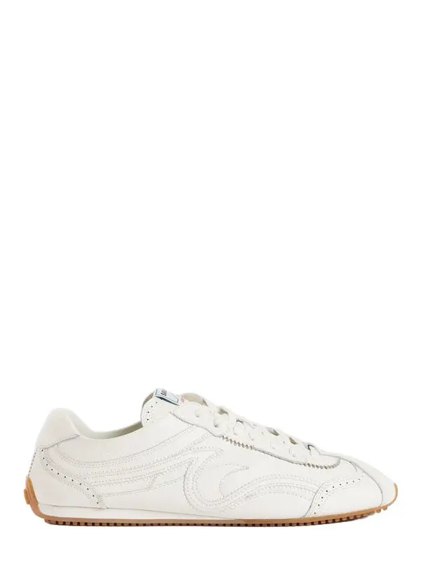 Sandro Light Wave Leather Sneakers - Ecru