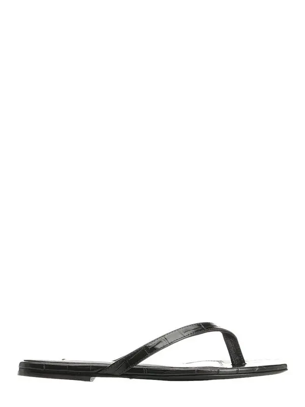 TOTEME Croc-embossed Leather Flip Flops - Black