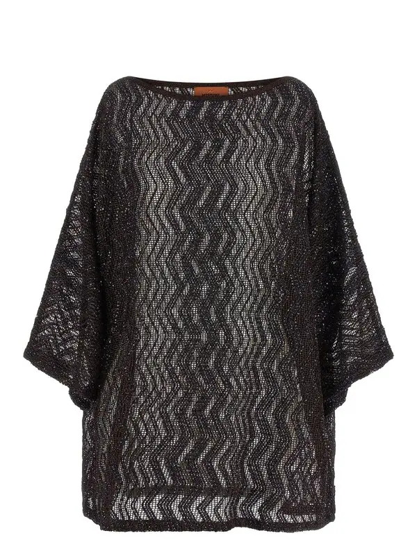 Missoni Zigzag Sequin Mesh Dress - Brown