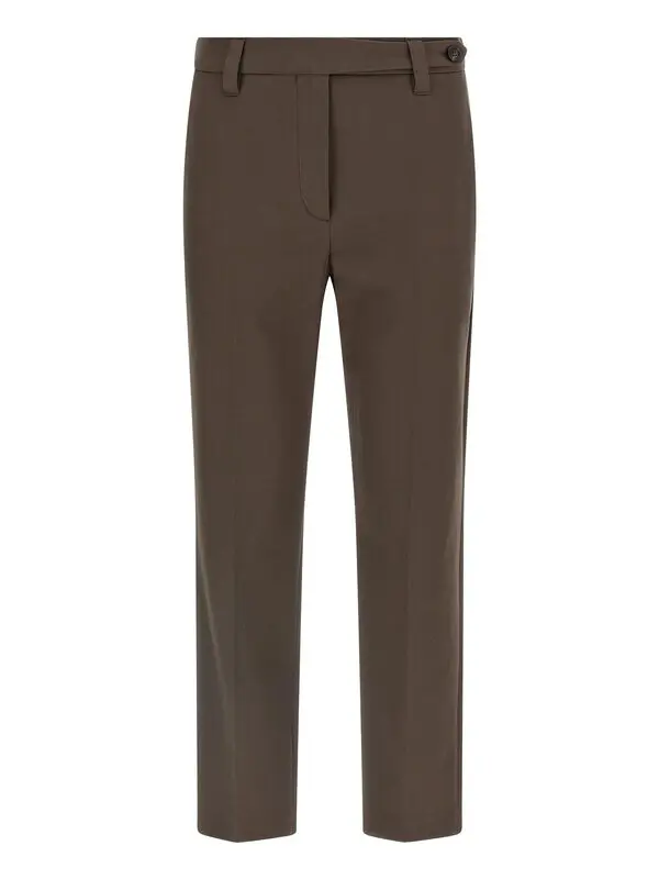Brunello Cucinelli Micro Striped Cotton Trousers - Brown
