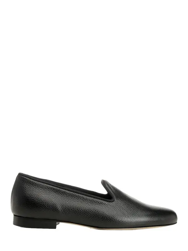 TOTEME Hammered Leather Loafers - Black