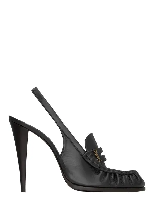 Saint Laurent Le Loafer Slingback Pumps In Smooth Leather - Black