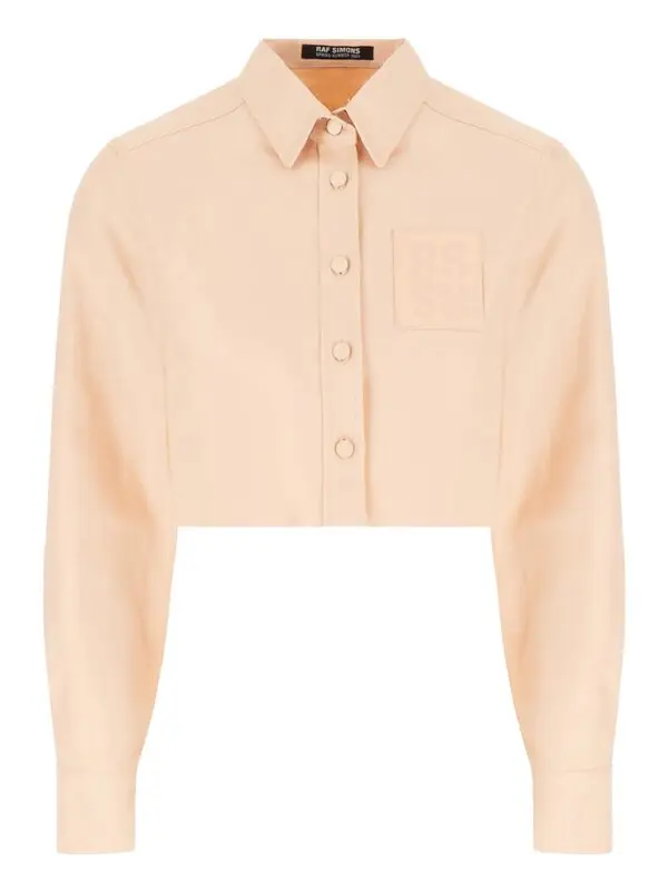 Raf Simons Cropped Shirt With Classic Collar And Pocket Detail - Multicolor