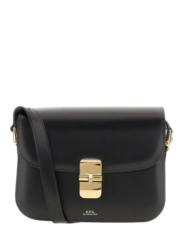 A.p.c. Black Leather Crossbody Bag With Gold Tone Clasp - Multicolor