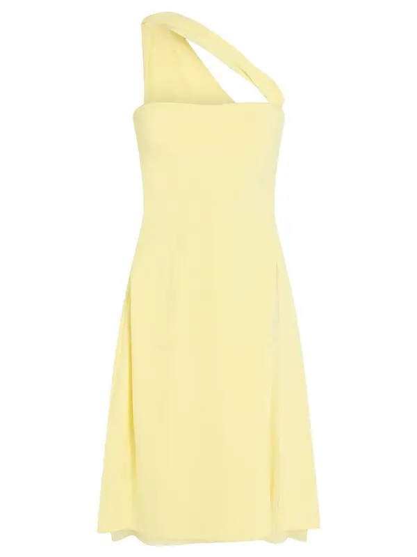 Versace One-shoulder Silk Cadý Dress - Pastel Yellow