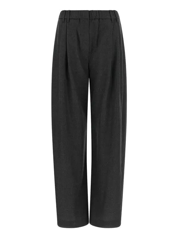 Brunello Cucinelli Mélange Wool Double Pleat Trousers - Gray