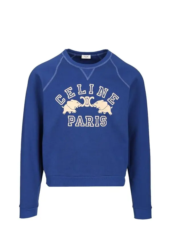 Celine Crewneck Cotton Sweatshirt - Blue