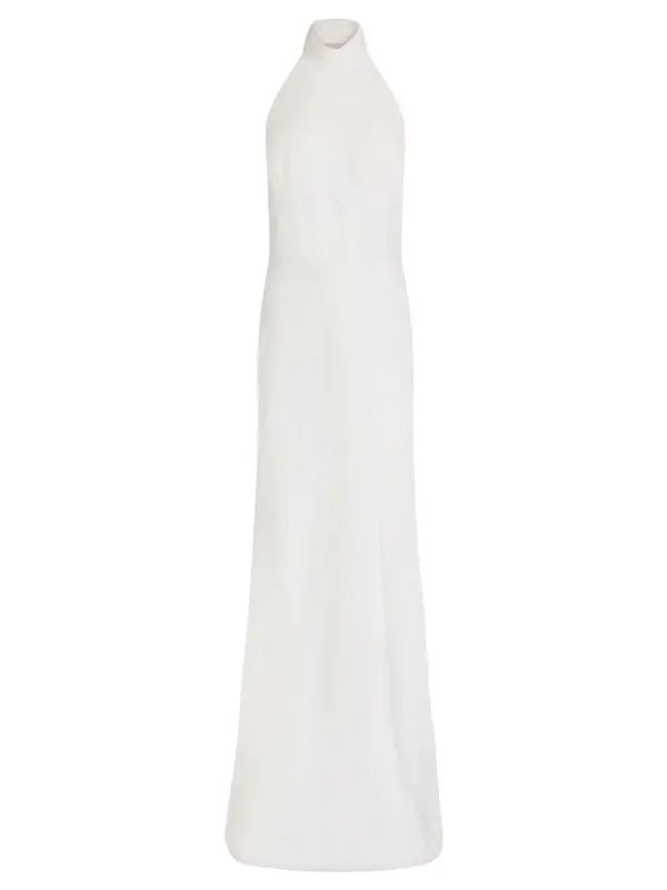 Alexander McQueen Crepe Halterneck Gown - White