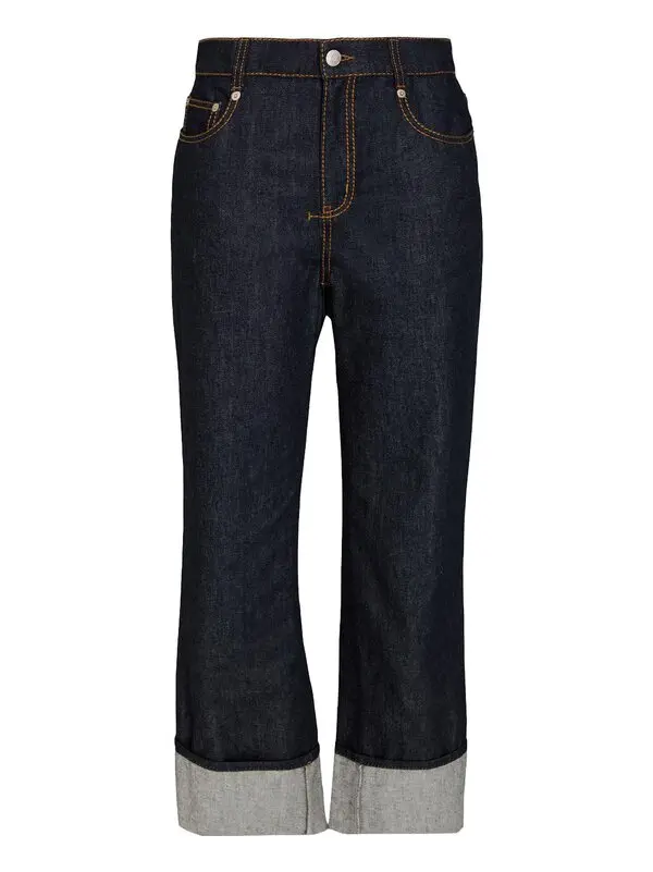 Alexander McQueen High Rise Straight Leg Jeans - Dark Denim