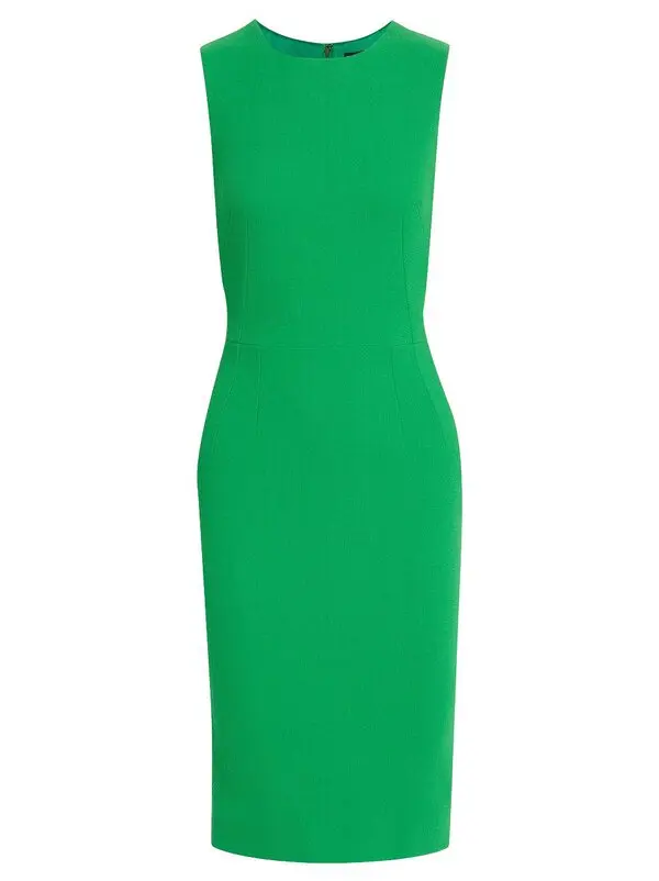 Dolce & Gabbana Wool Crepe Dress With Button Embellishment - Green