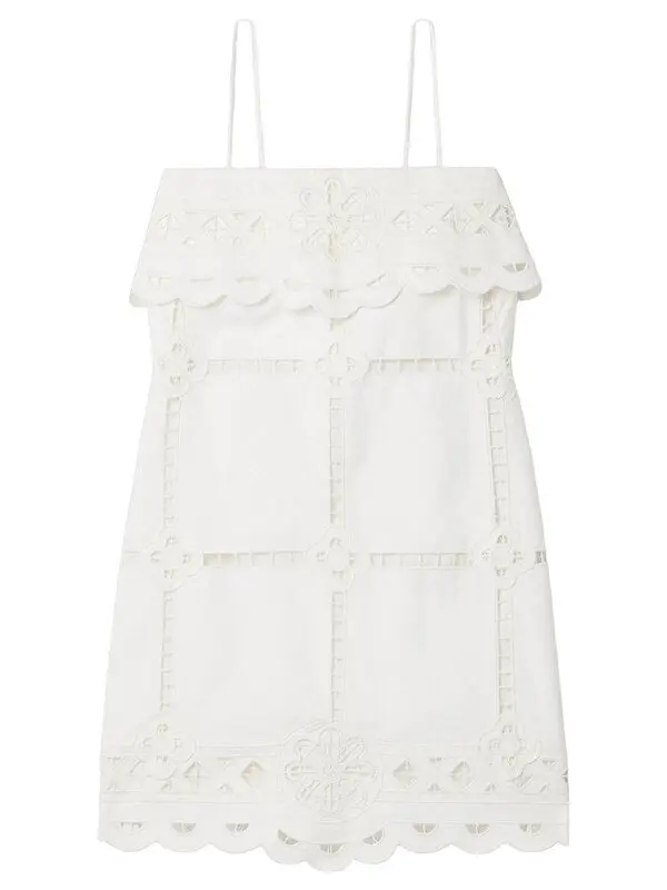 Isabel Marant Étoile Parvedy Broderie Anglaise Cotton Mini Dress - White