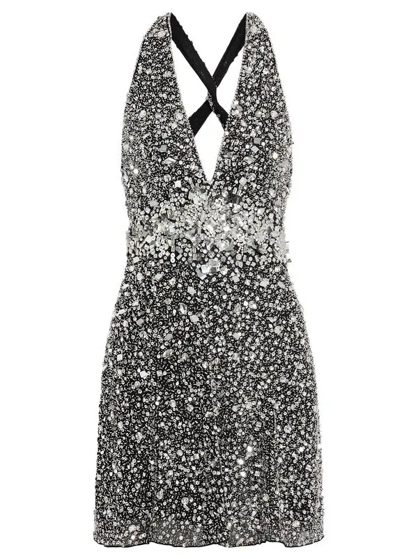 Jenny Packham Embellished Tulle Mini Dress - Black