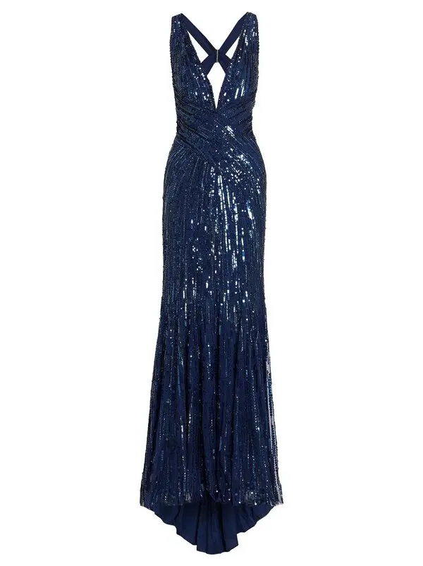 Jenny Packham Luxor Embellished Gown - Navy