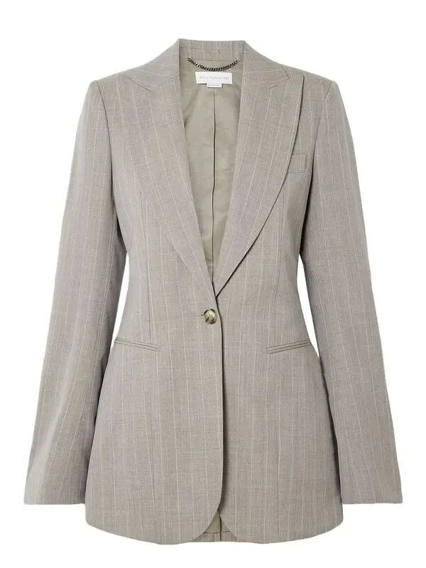 Stella McCartney Pinstriped Wool Blazer - Stone