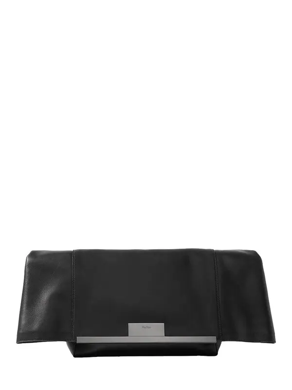 Max Mara Leather Clutch With Gunmetal Hardware - Black