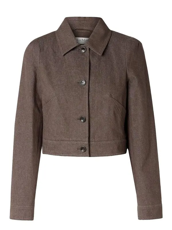 Max Mara Cropped Denim Jacket With Buttoned Waist Tabs - Brown