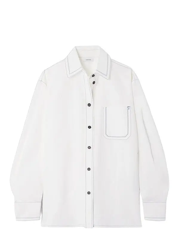 FERRAGAMO Topstitched Poplin Shirt - White