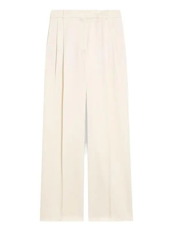 RÓHE Pleated Satin Wide-leg Pants - Cream