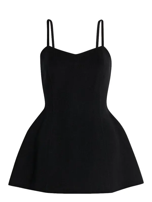 RÓHE Wool Peplum Top - Black