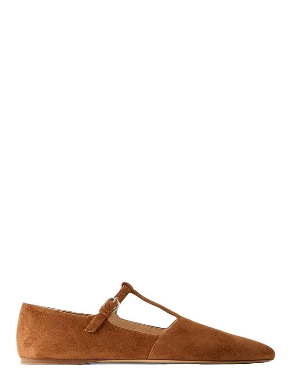 Gabriela Hearst Lola Ballerina Suede Mary Jane Pointed-toe Flats - Camel