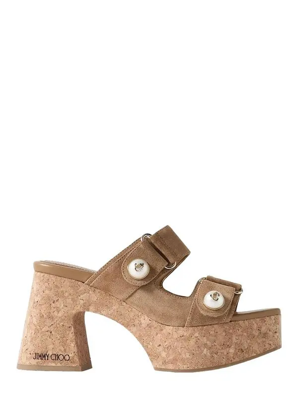 JIMMY CHOO Fayence Platform Mules - Camel
