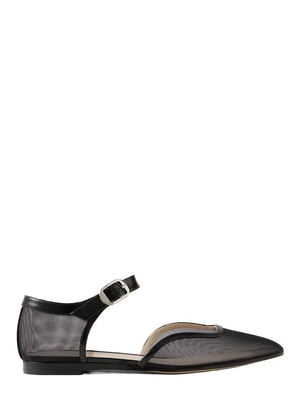 Le Monde Beryl Mary Jane Ballet Flats With Leather Trim - Black
