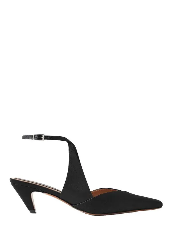 Stella McCartney Spur Satin Pumps With Ankle Strap - Black