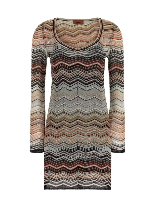 Missoni Chevron Lamé Sequin Mini Dress - Brown
