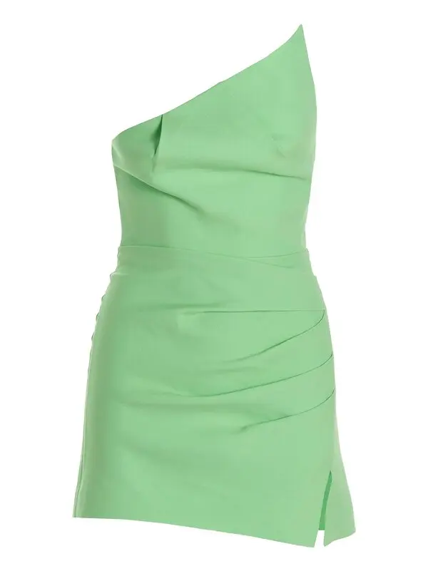 Roland Mouret Asymmetrical Draped Wool And Silk Dress - Green