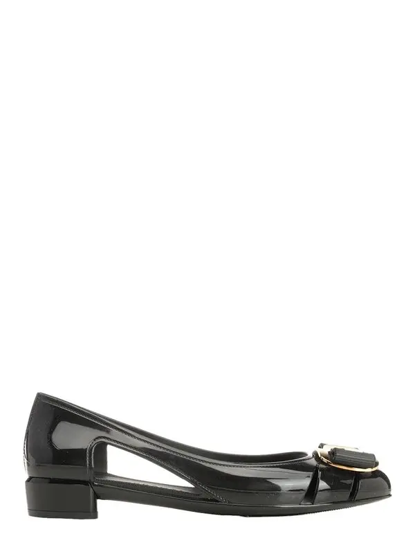 FERRAGAMO Vara Bow Jelly Ballerinas With Side Cut-outs - Black