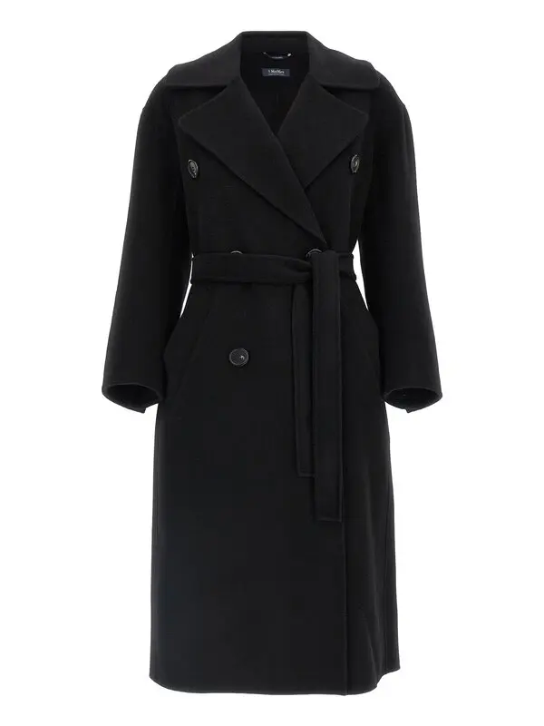 Max Mara Dalila Double Breasted Wool Cashmere Coat - Black