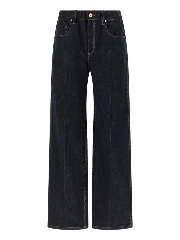 Brunello Cucinelli Contemporary Pull-on Wide Leg Jeans - Blue