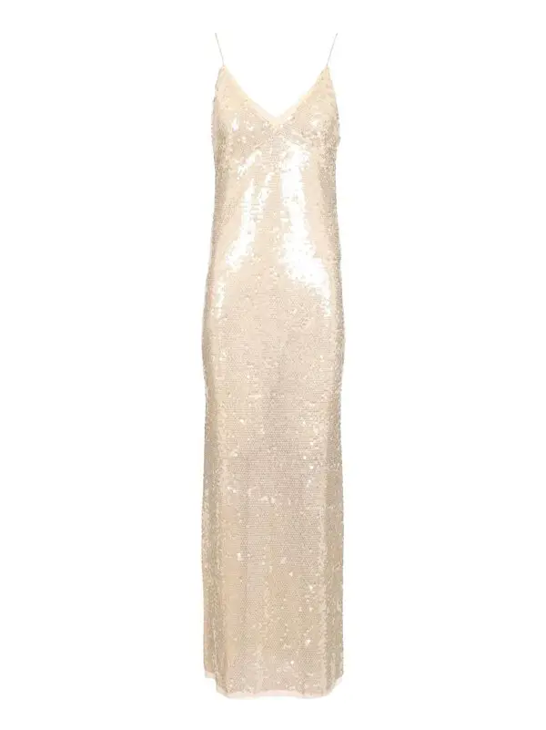 FORTE_FORTE Liquid Sequins Slip Dress - White