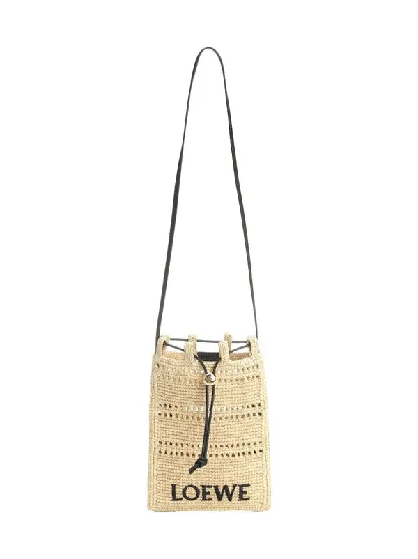 Loewe Raffia Drawstring Pocket - Cream