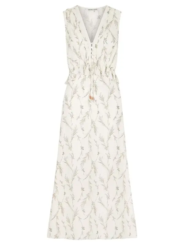 Veronica Beard Dominik Floral Print Cotton And Silk Blend Maxi Dress - Neutrals