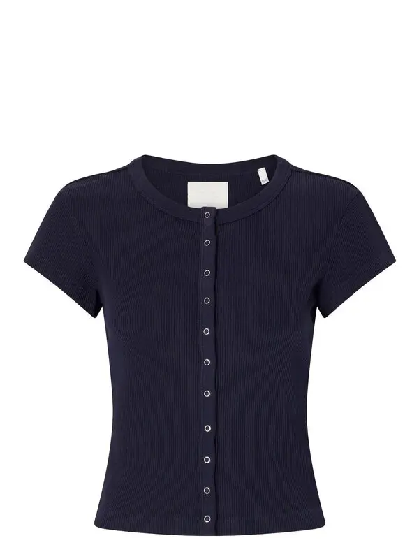 Citizens Of Humanity Tabi" Ribbed Jersey Cardigan With Snap Fastenings - Blue