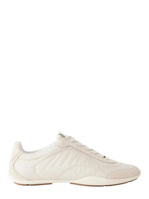 Brunello Cucinelli Quilted Shell And Suede Low-top Sneakers - Neutrals